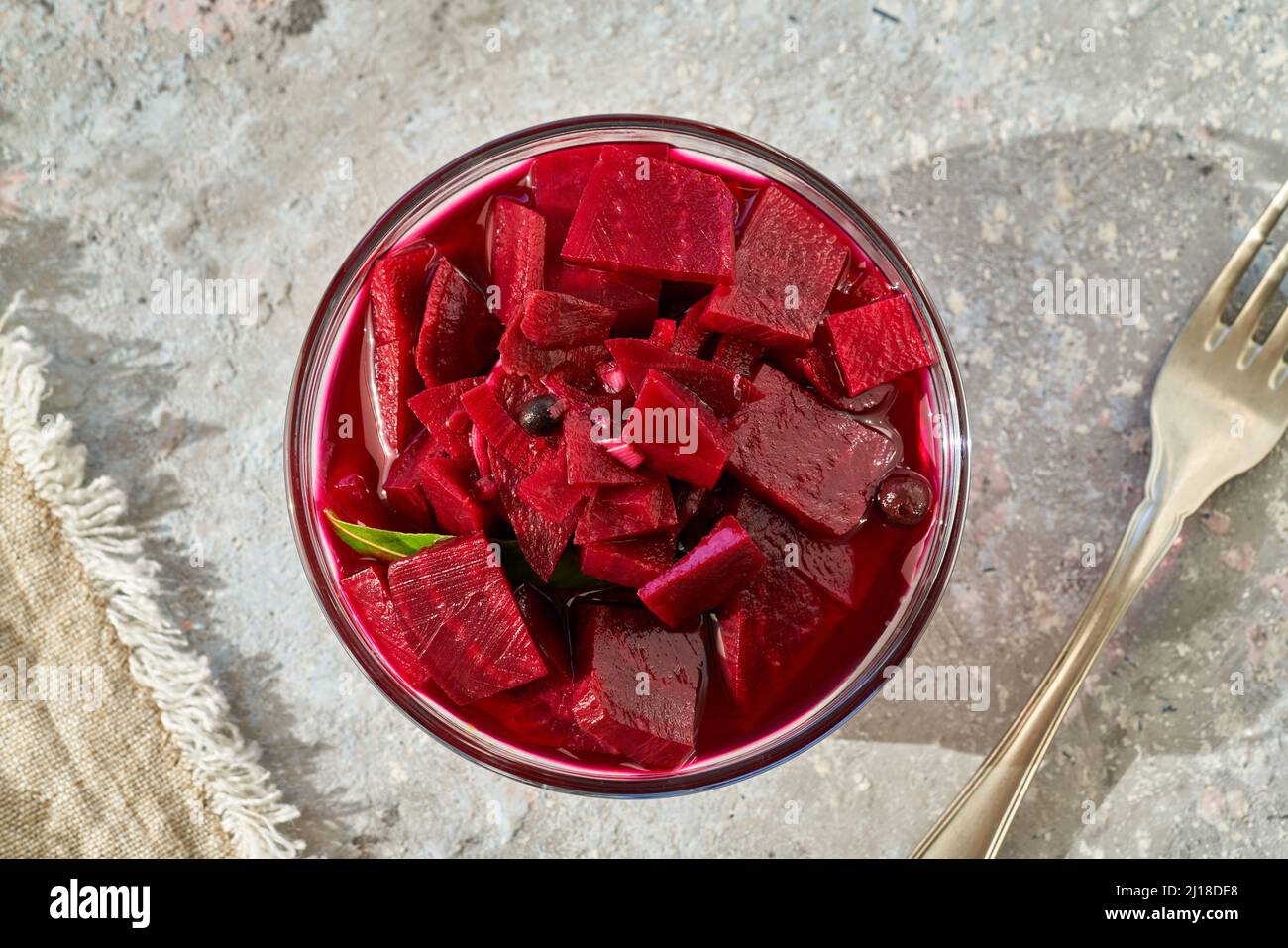 Kvass - fermented red beet with spices in a bowl, top view Stock Photo ...