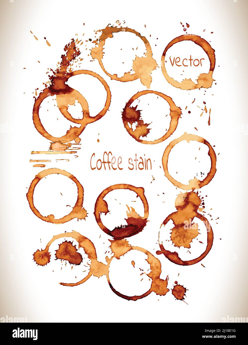 Coffee stain on a white background.Coffee cup marks on white background ...