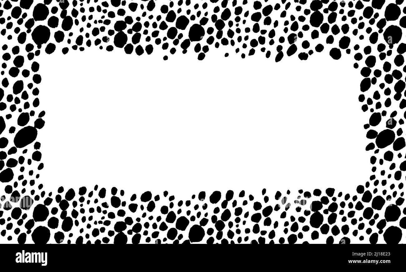 Black and white frame with modern ornament of stylized leopard skin ...