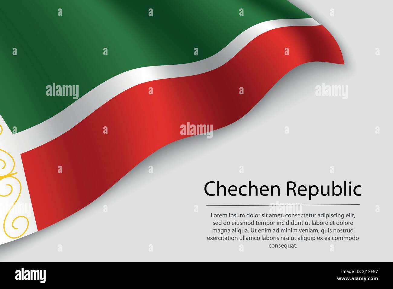 Wave flag of Chechen Republic is a region of Russia. Banner or ribbon ...