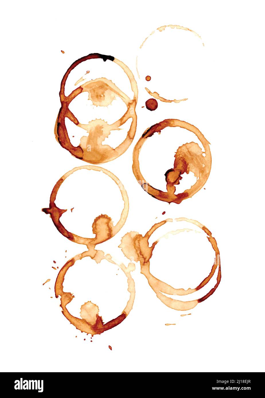 Coffee stain on a white background.Coffee cup marks on white background ...