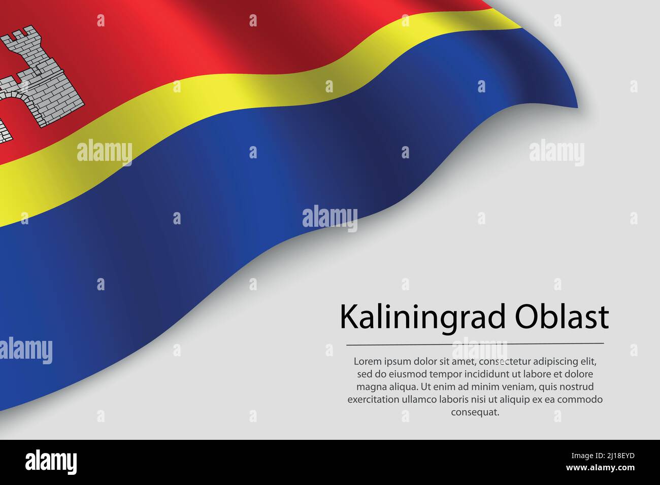 Wave flag of Kaliningrad Oblast is a region of Russia. Banner or ribbon ...
