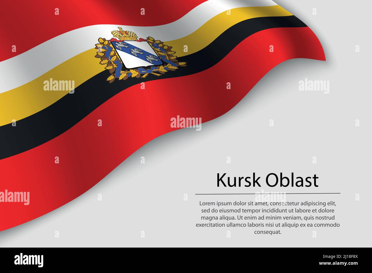 Wave flag of Kursk Oblast is a region of Russia. Banner or ribbon ...