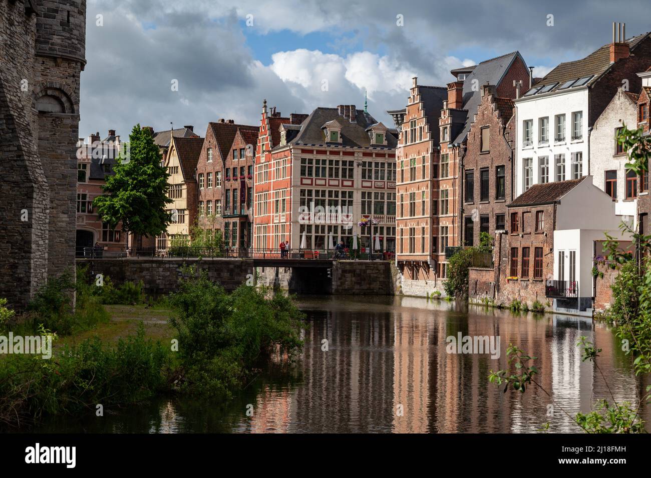 A the typical flemish houses of Ghent on its water canals, Belgium ...