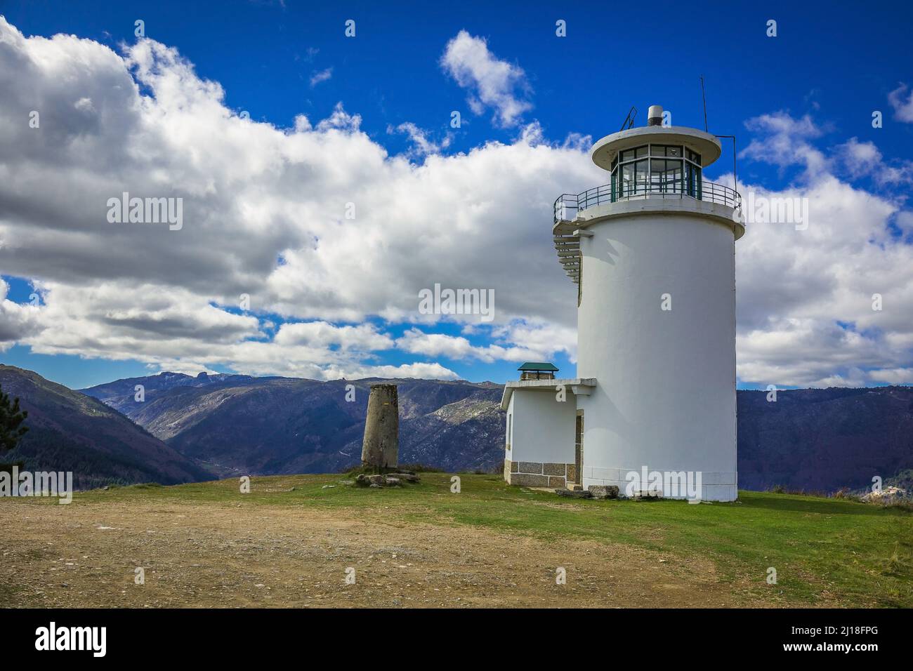 The Watchtower on the top of the mountain with blue skies, located in ...
