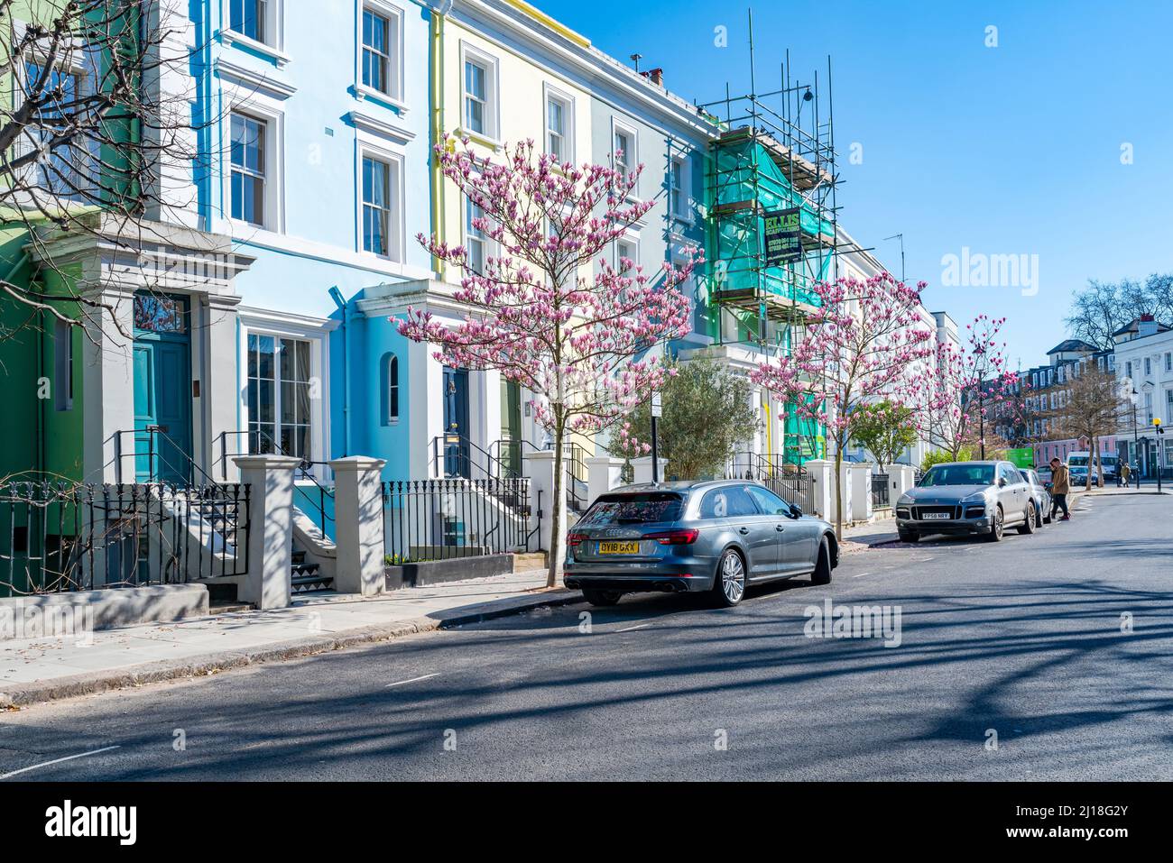 LONDON, UK - MARCH 19, 2022: Colorful terraced houses in residential ...