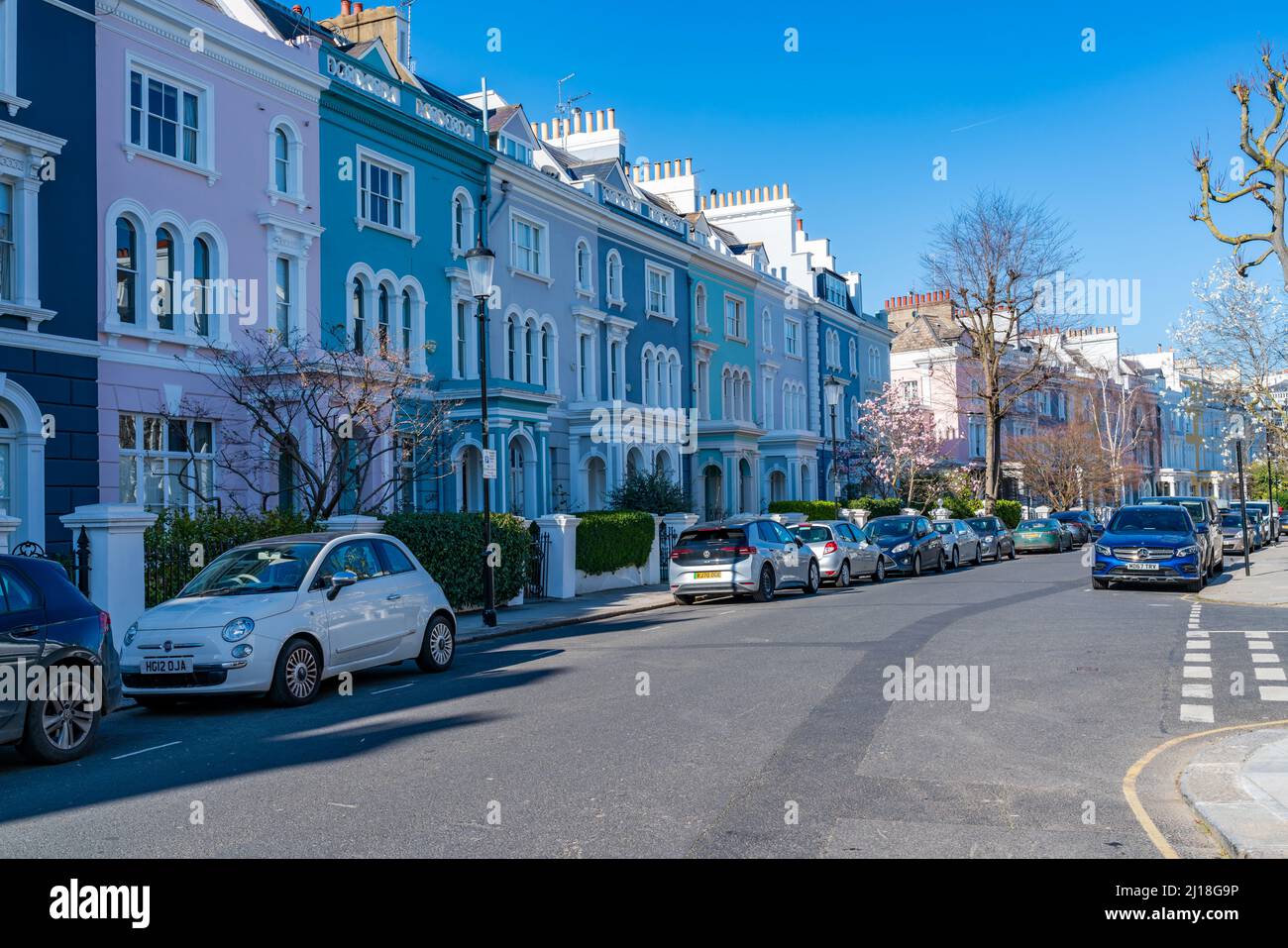 LONDON, UK - MARCH 19, 2022: Colorful terraced houses in residential ...