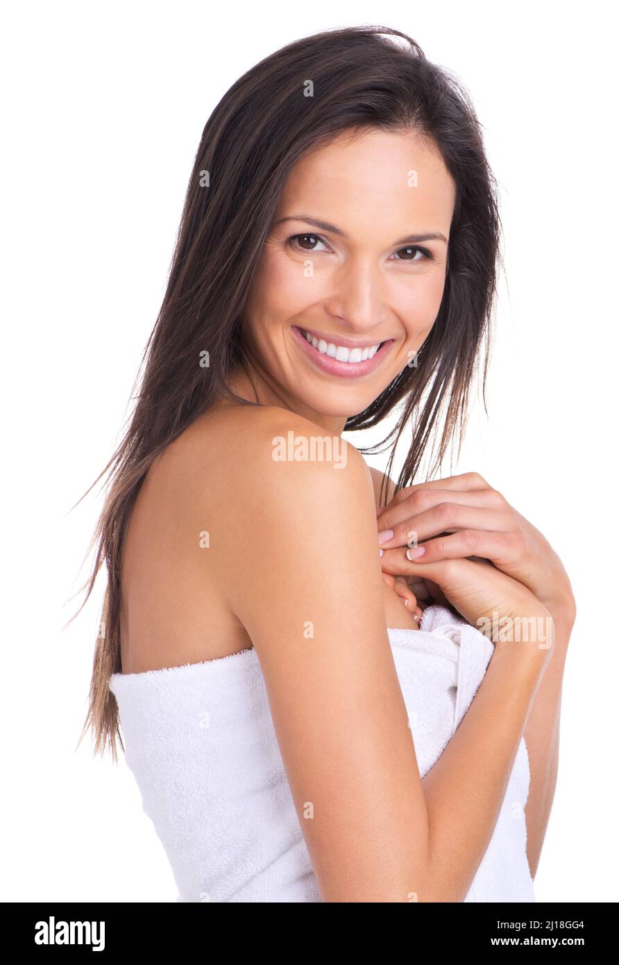 Feeling so fresh after that soak in the bath. A beautiful young woman ...