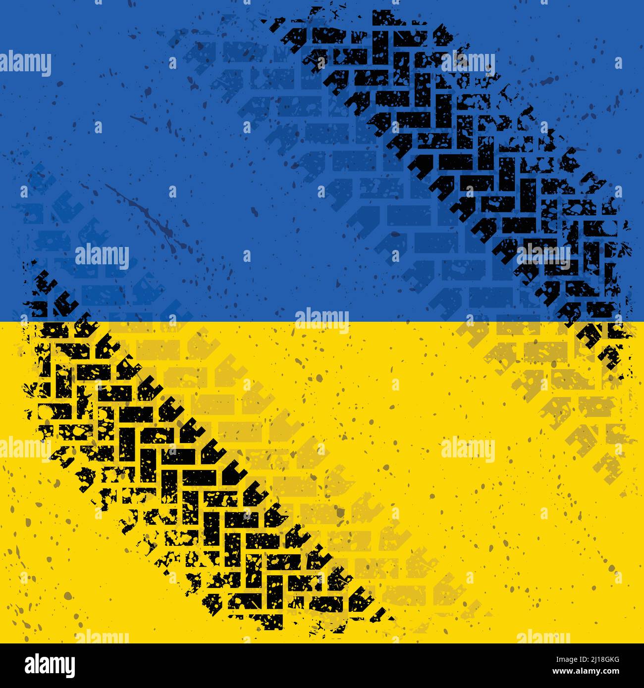Tire track on Ukrainian flag background Stock Vector Image & Art - Alamy