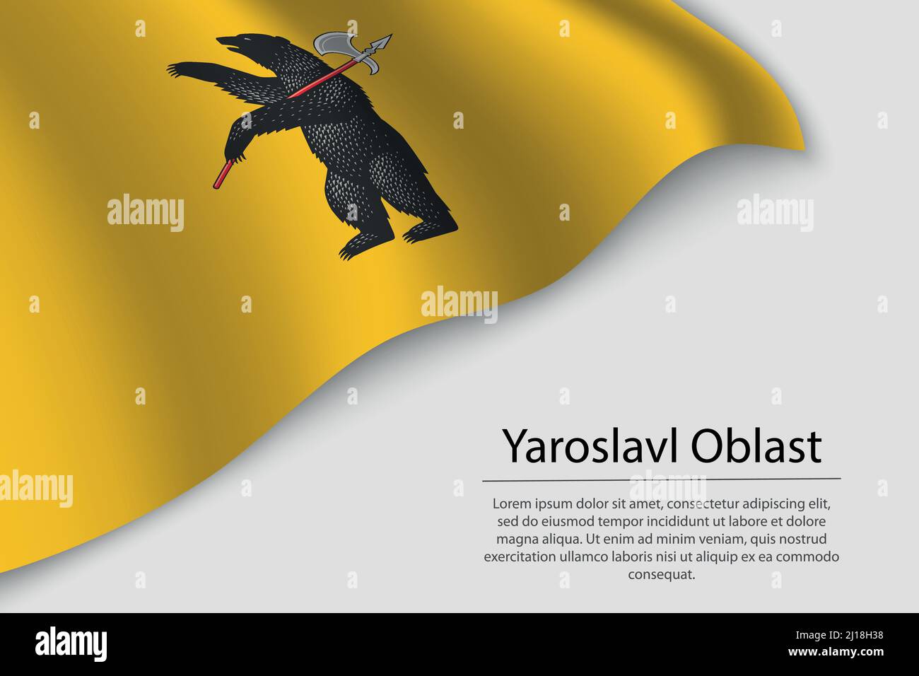 Wave flag of Yaroslavl Oblast is a region of Russia. Banner or ribbon ...