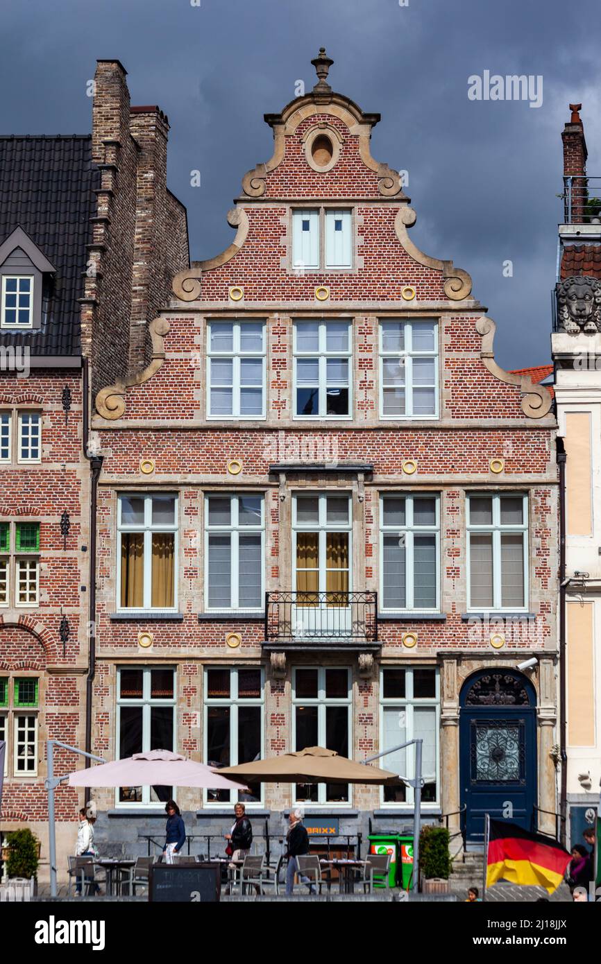 A the facade of a historical flemish building in Ghent, Belgium Stock ...