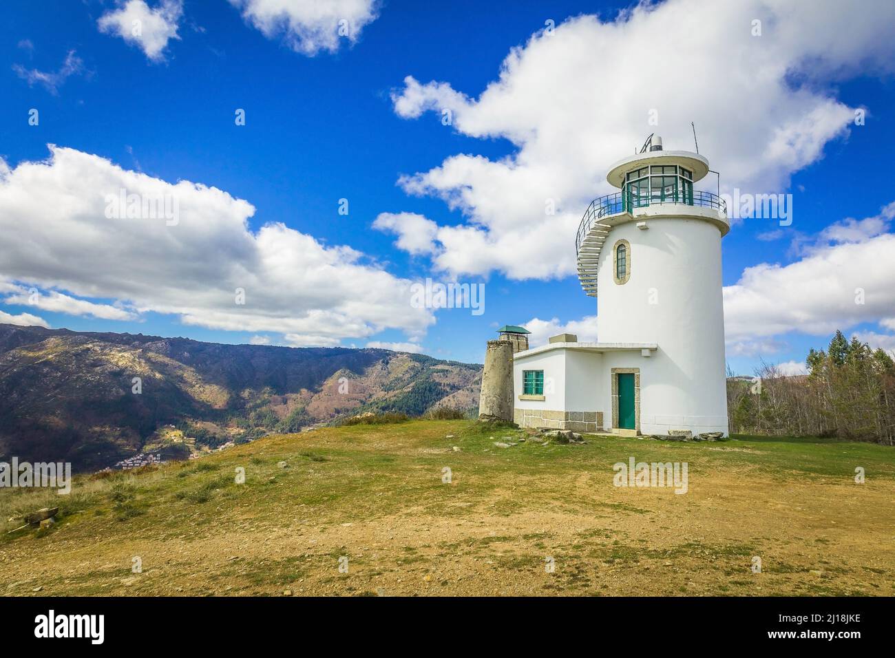 The Watchtower on the top of the mountain with blue skies, located in ...