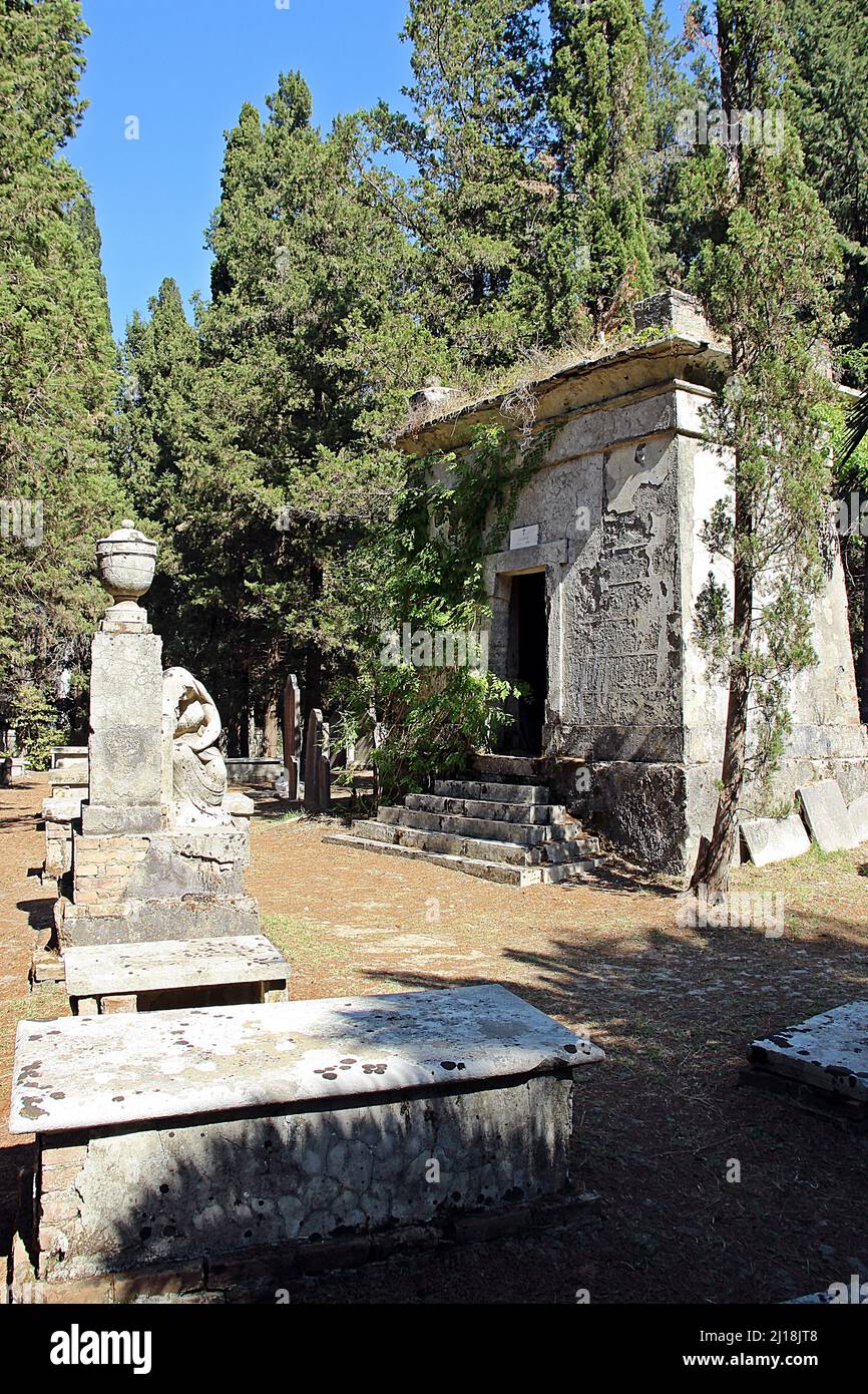 CORFU, GREECE - SEPTEMBER 14, 2017 ancient graves at The British ...