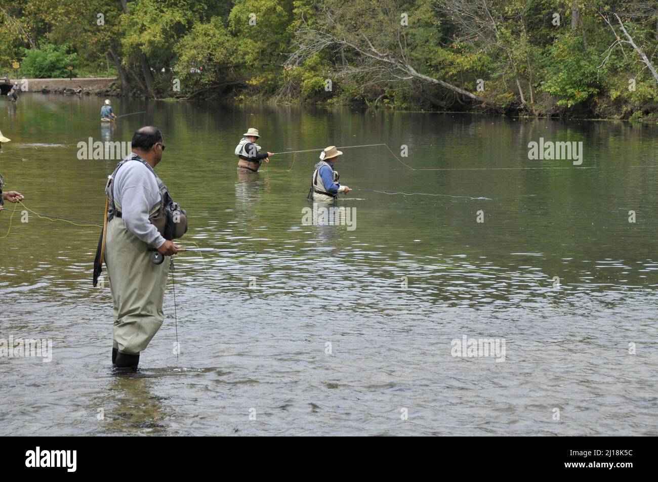 A closeup of a Trout fisherman at Bennett Springs near Lebanon ...