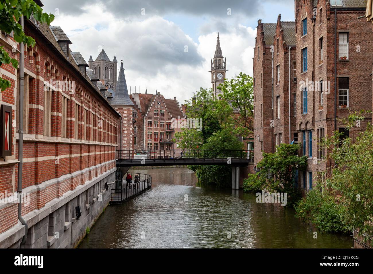 A the typical flemish houses of Ghent on its water canals, Belgium ...