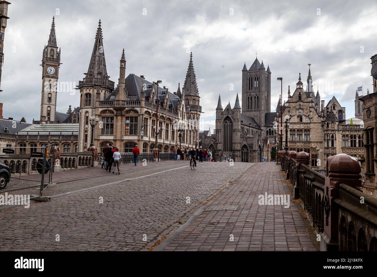 A historic, fabulous flemish buildings and a square in Ghent, Belgium Stock Photo - Alamy