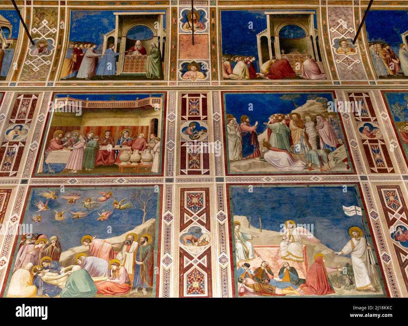 A closeup of the beautiful frescoes on the walls of Cappella degli ...