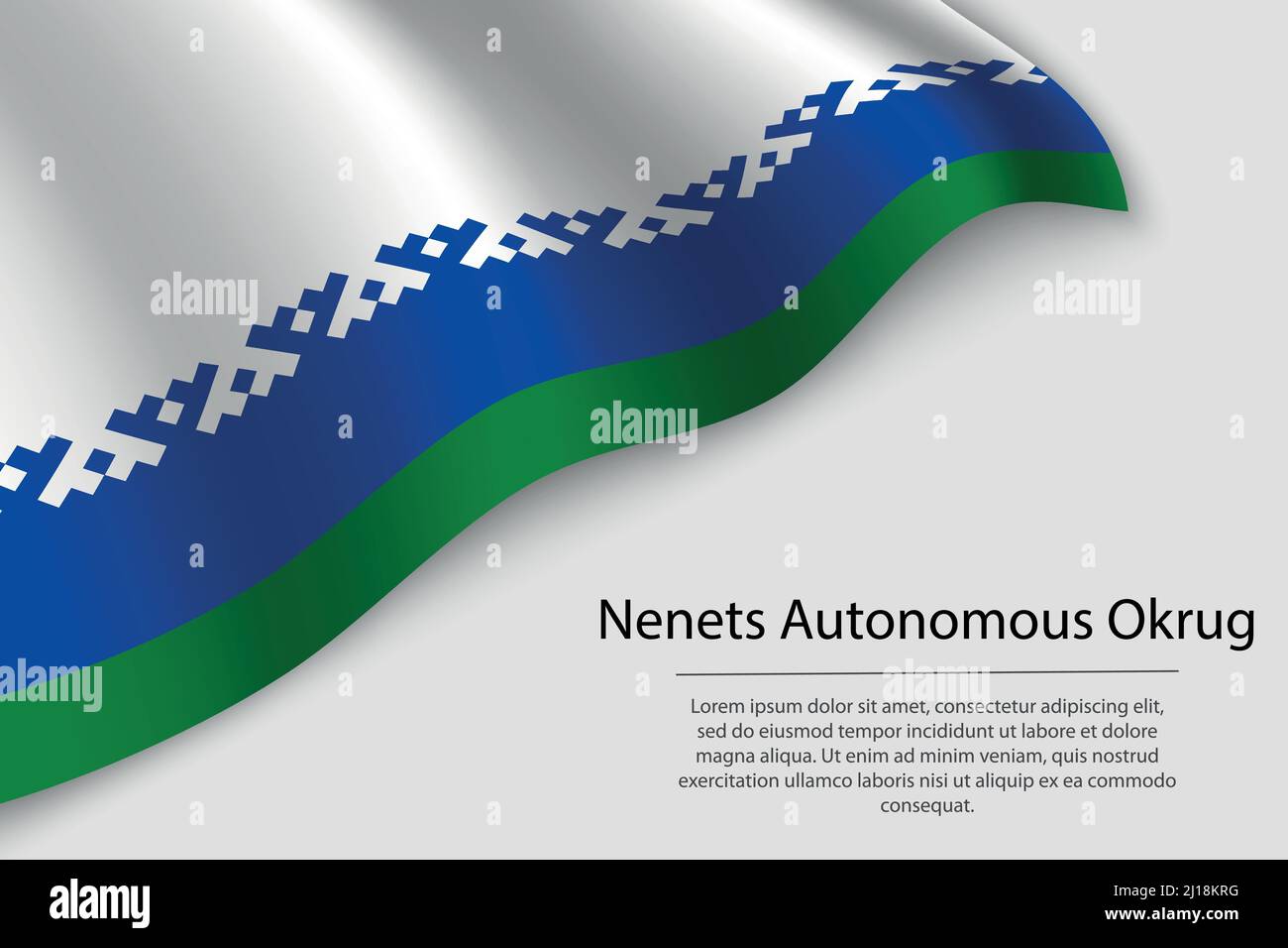 Wave flag of Nenets Autonomous Okrug is a region of Russia. Banner or ...