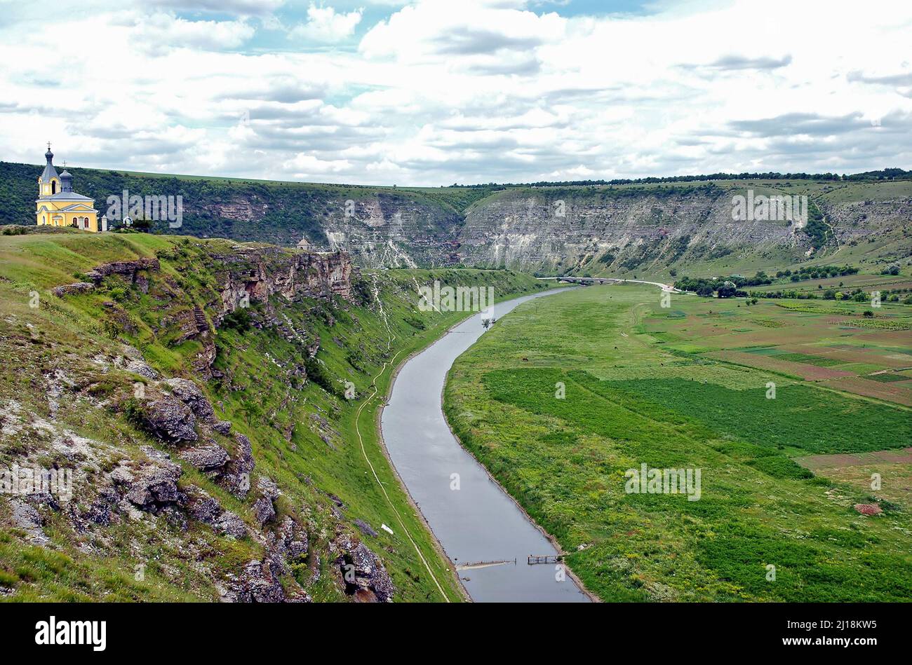 The Raut River in Orhei National Park, Moldova. The river follows a ...