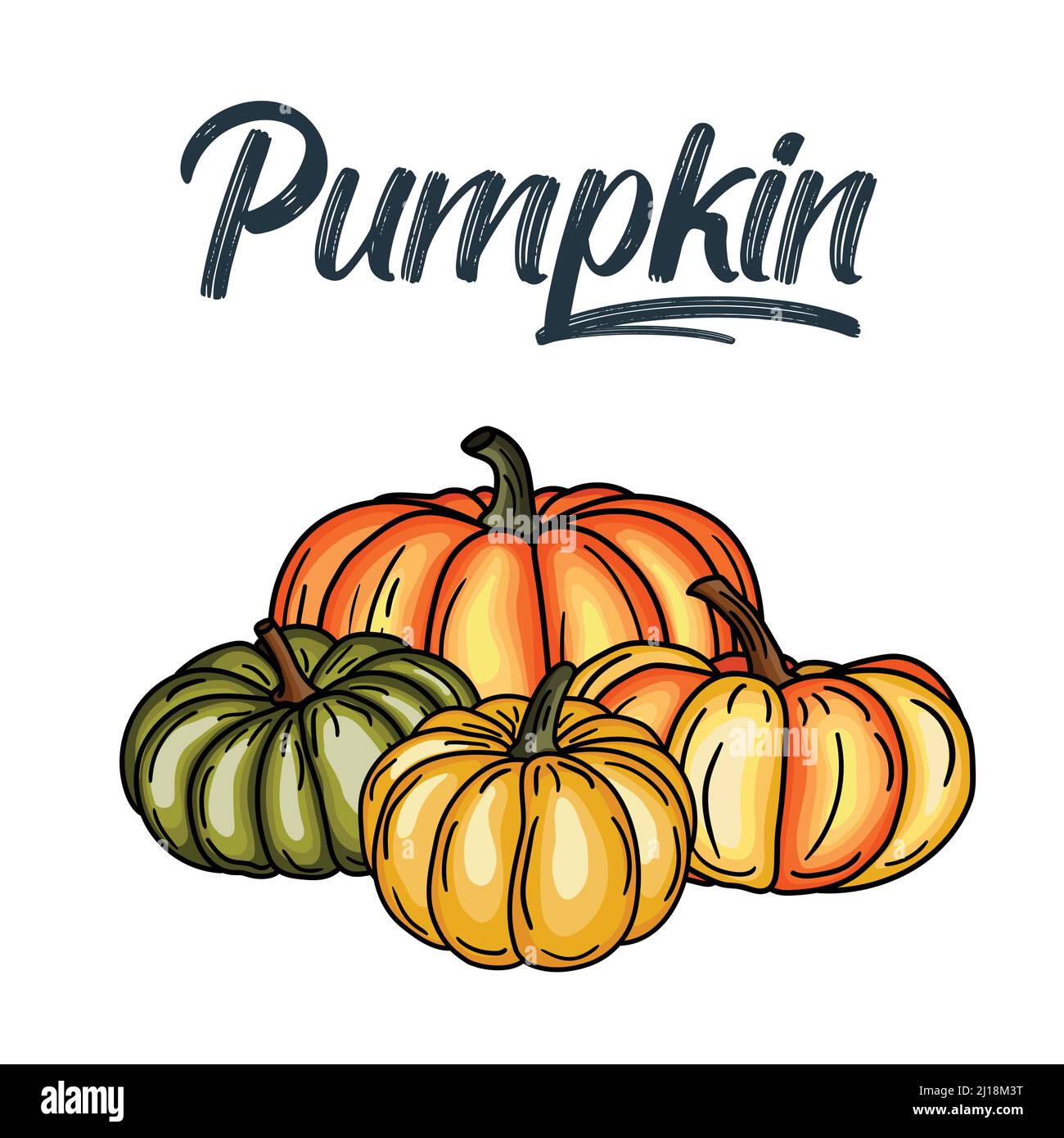 Pumpkin and fall leaves bouquet. Thanksgiving design template. Hello ...