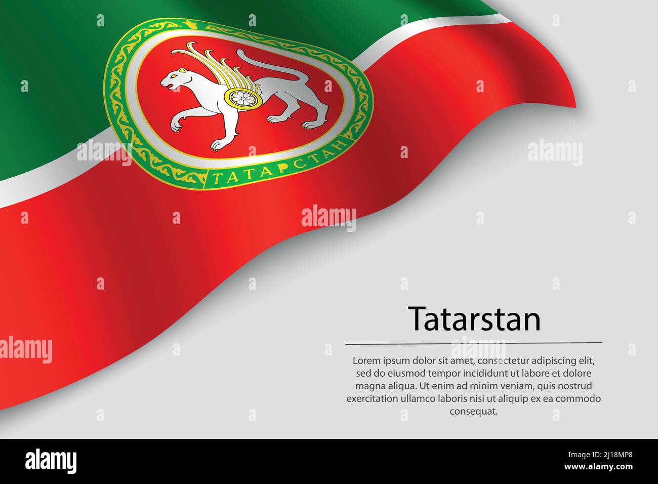 Wave flag of Tatarstan is a region of Russia. Banner or ribbon vector ...