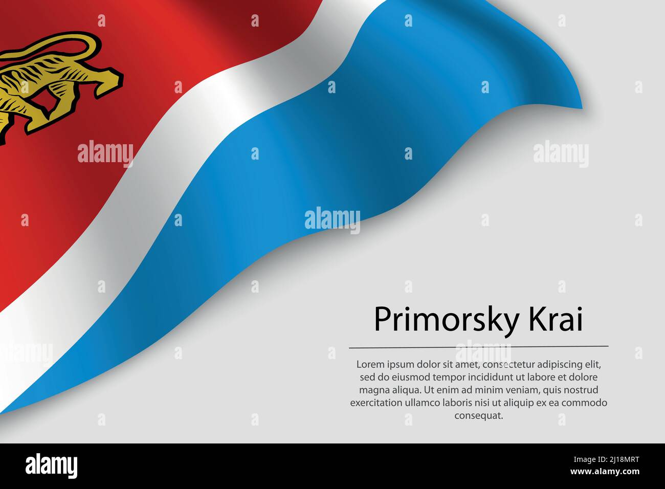 Wave flag of Primorsky Krai is a region of Russia. Banner or ribbon ...
