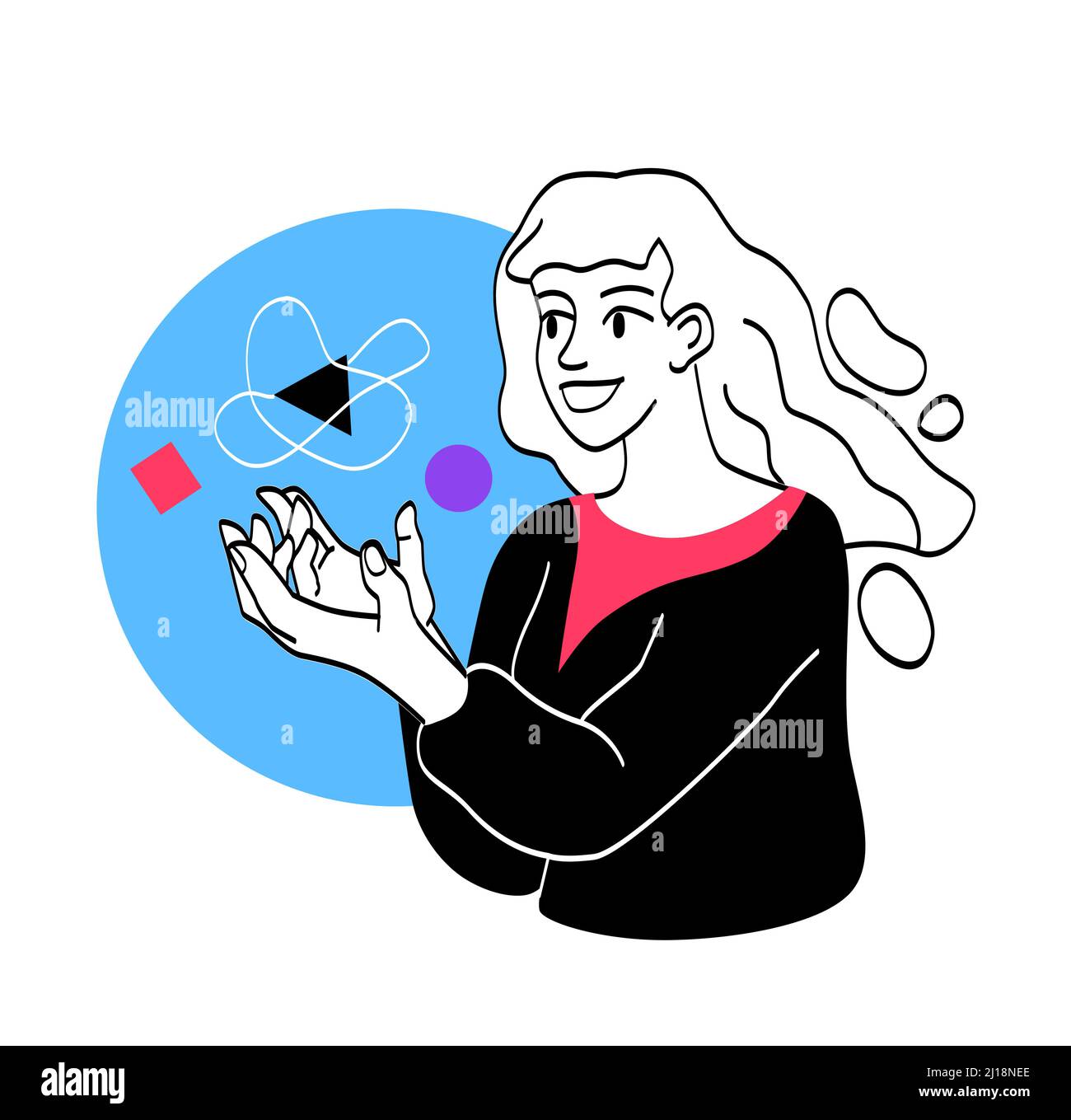 Concept of programming. Girl comes up with new concept for program and ...