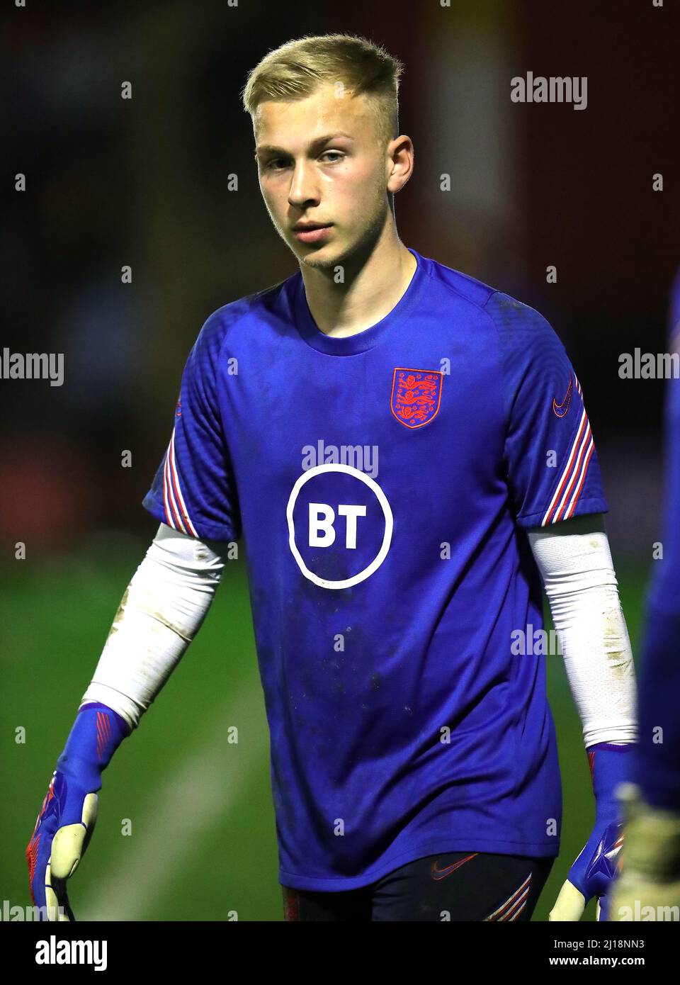 England goalkeeper Matthew Cox warming up prior to kick-off before the ...