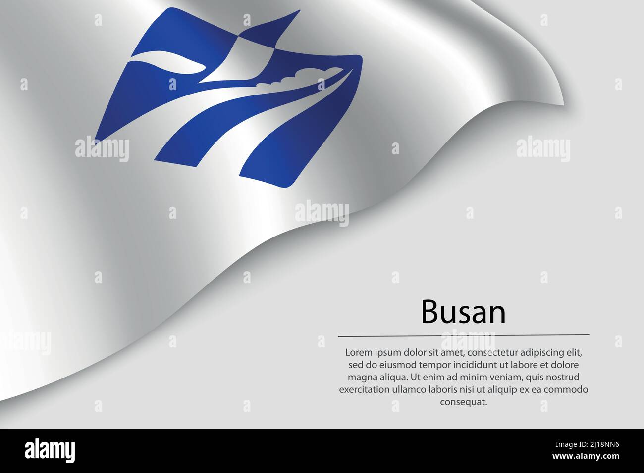 Wave flag of Busan is a state of South Korea. Banner or ribbon vector ...