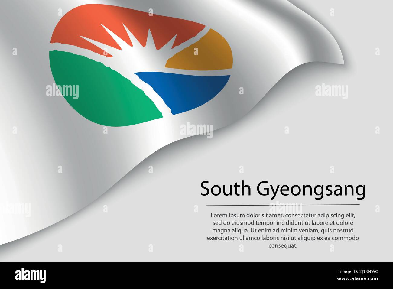 Wave flag of South Gyeongsang is a state of South Korea. Banner or ...