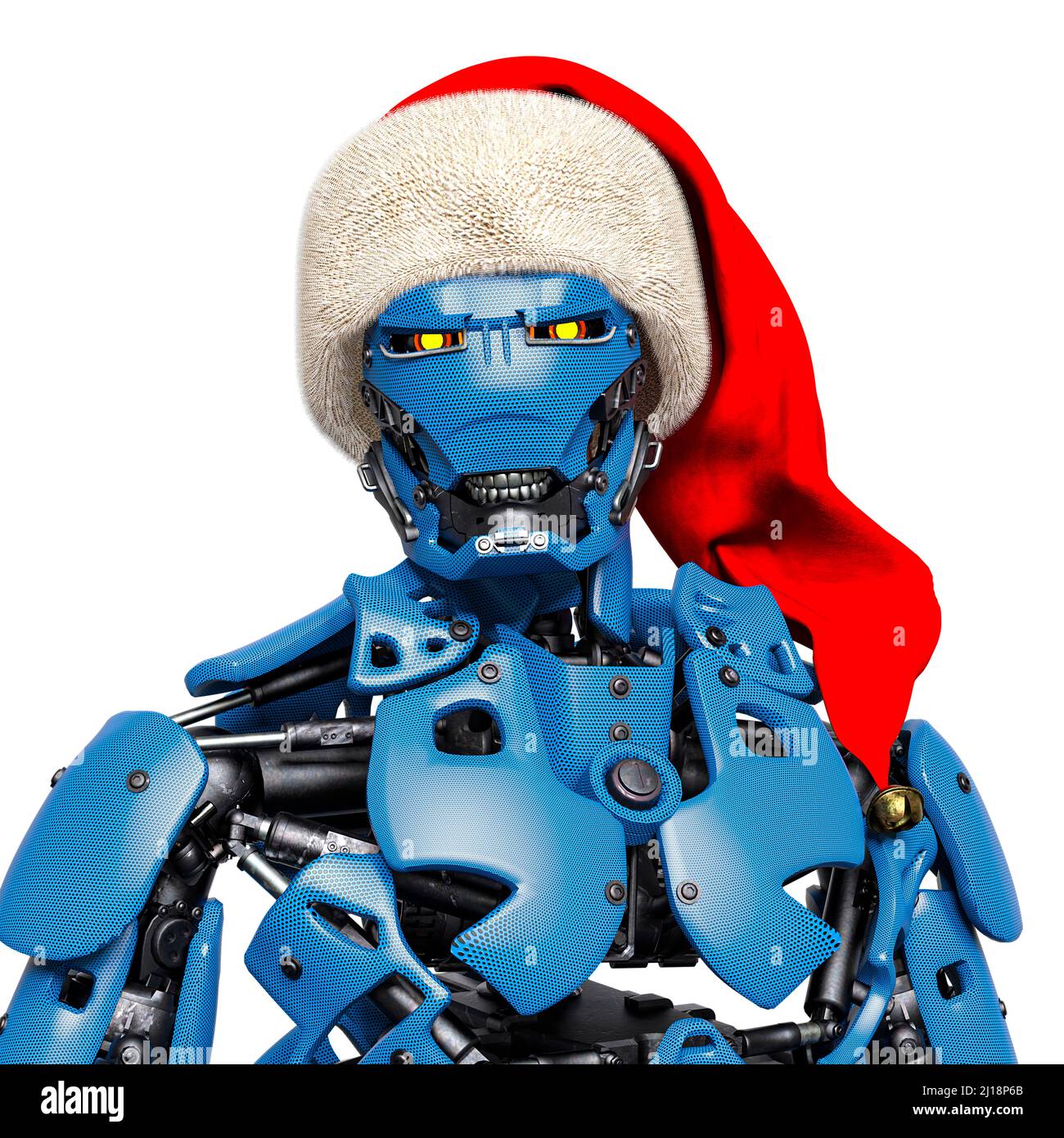 cyborg is the santa this time, 3d illustration Stock Photo - Alamy