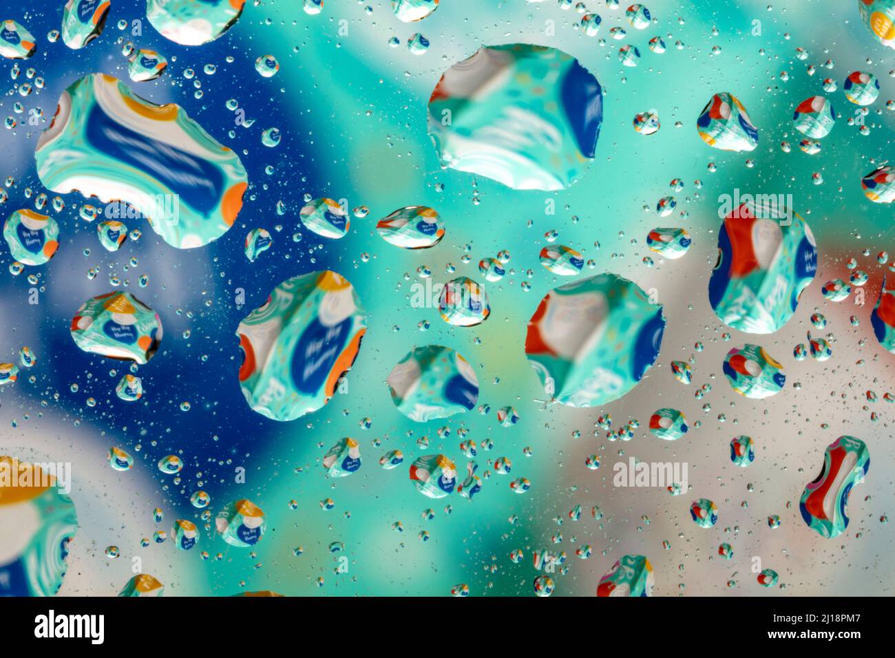 Creative water drop photograph with clear reflections Stock Photo - Alamy