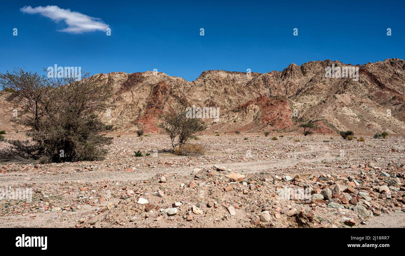 Mountains between the city of Aqaba and the Wadi Rum Protected Area ...