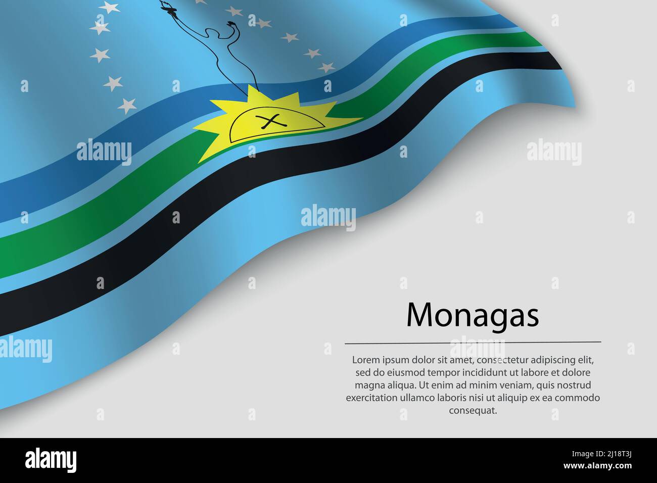Wave flag of Monagas is a state of Venezuela. Banner or ribbon vector ...
