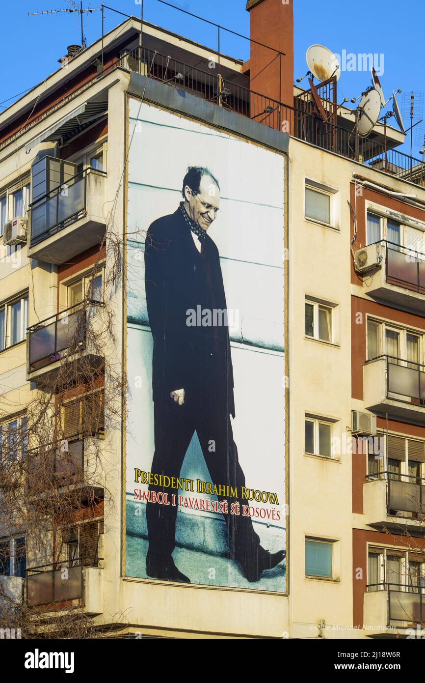 Mural depicting former president of Kosovo, Ibrahim Rugova Stock Photo ...