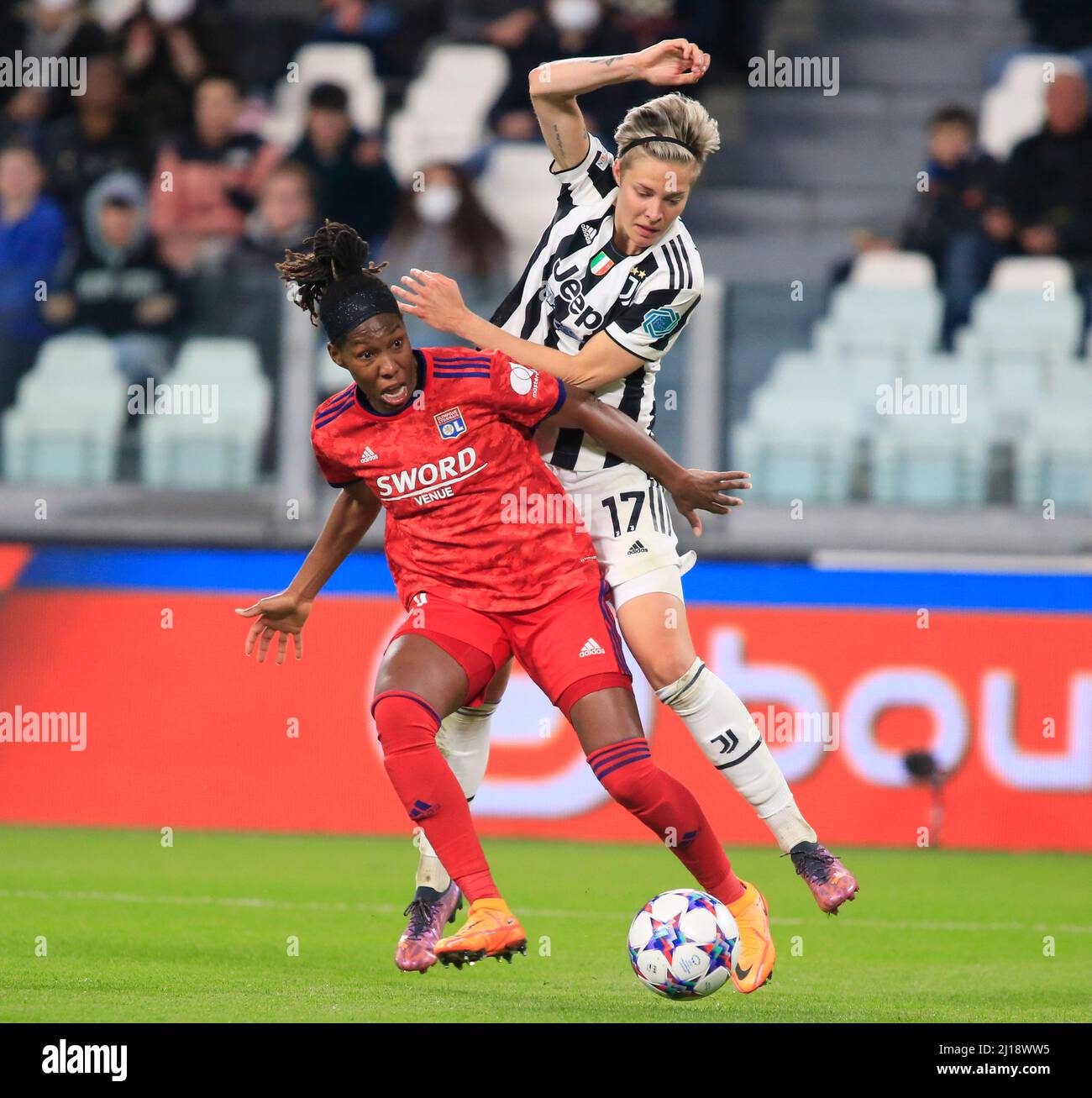 Kadeisha Buchanan of Olympique Lyonnais and Lina Mona Andrea Hurtig of ...