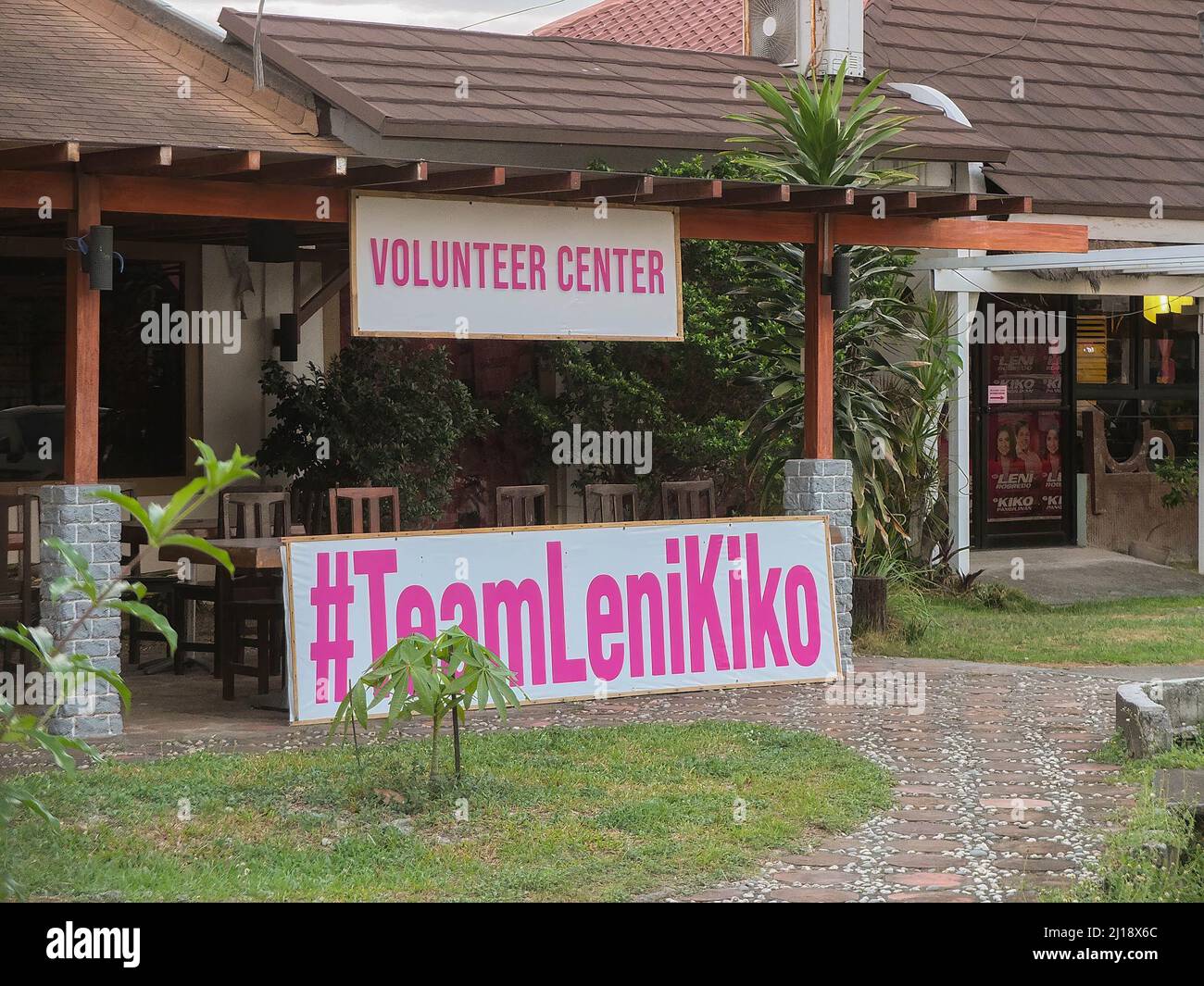 The facade of the Team Leni and Kiko volunteer center. Fine Arts ...
