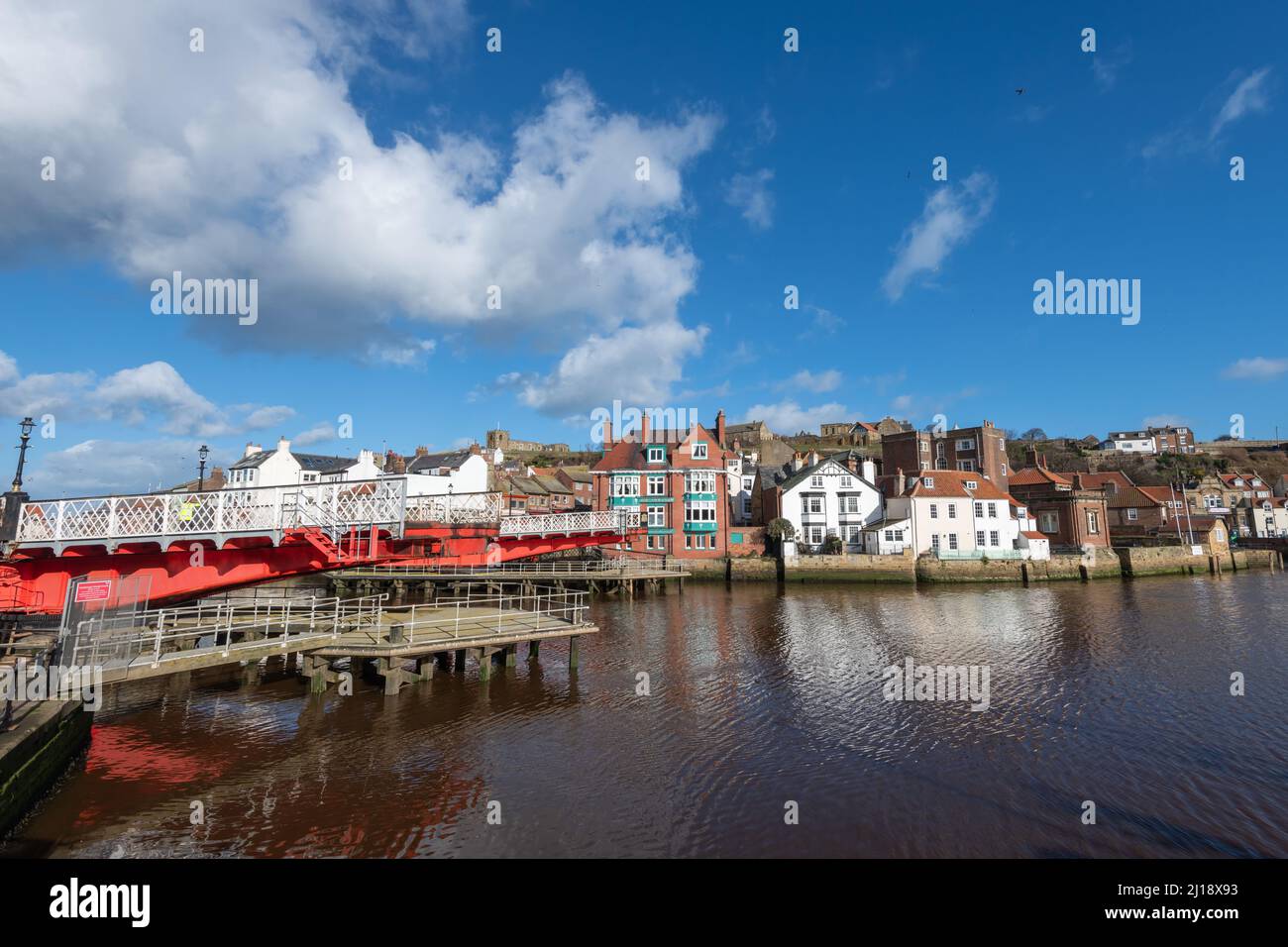 Whitby swing bridge on the river Esk in Whitby in North Yorkshire Stock ...