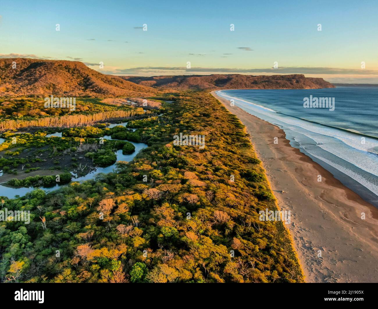 Beautiful aerial view of a sunset in Naranjo Beach - Witch Rock Costa ...