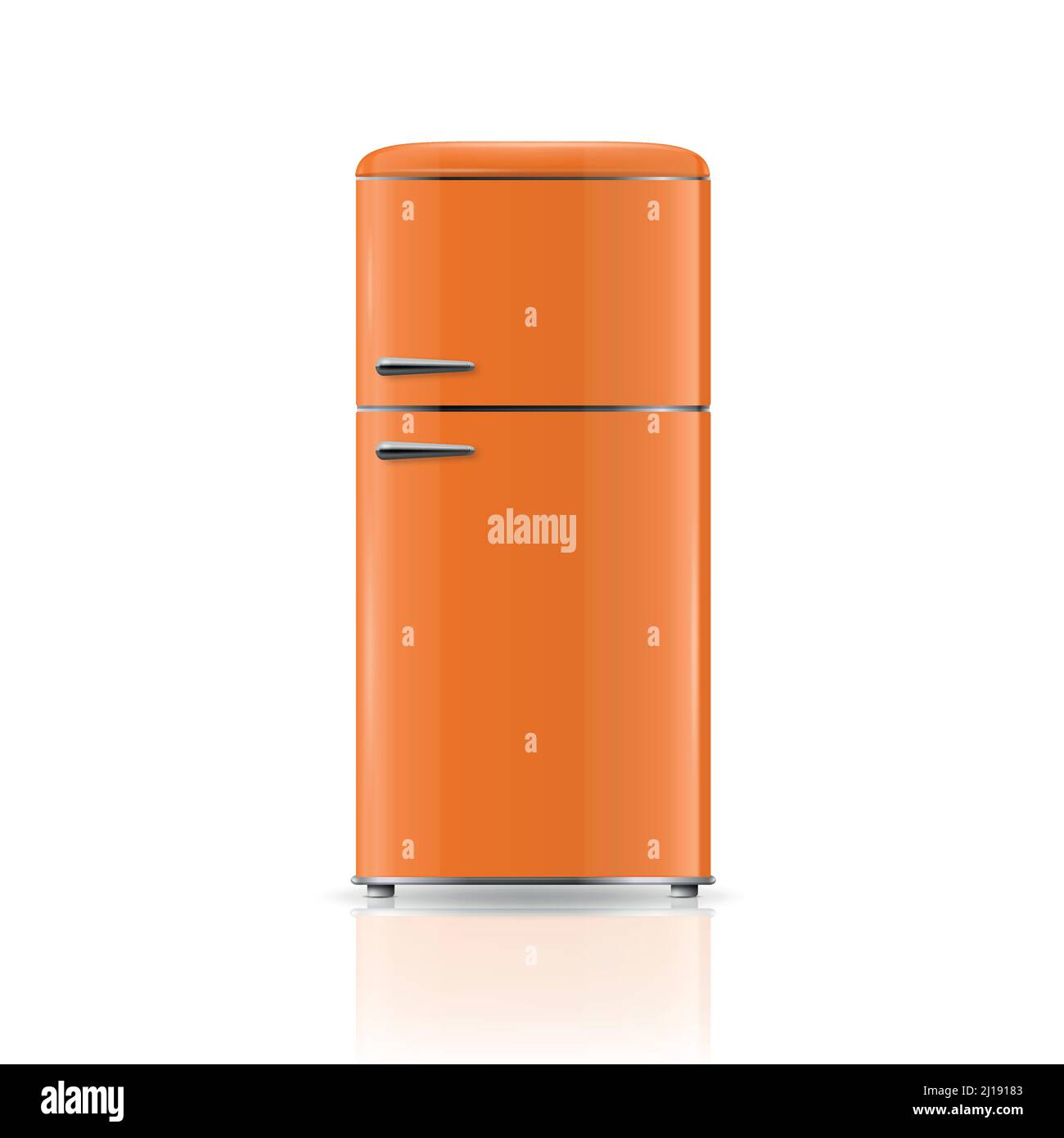 Vector 3d Realistic Orange Retro Vintage Fridge Icon Isolated on White ...