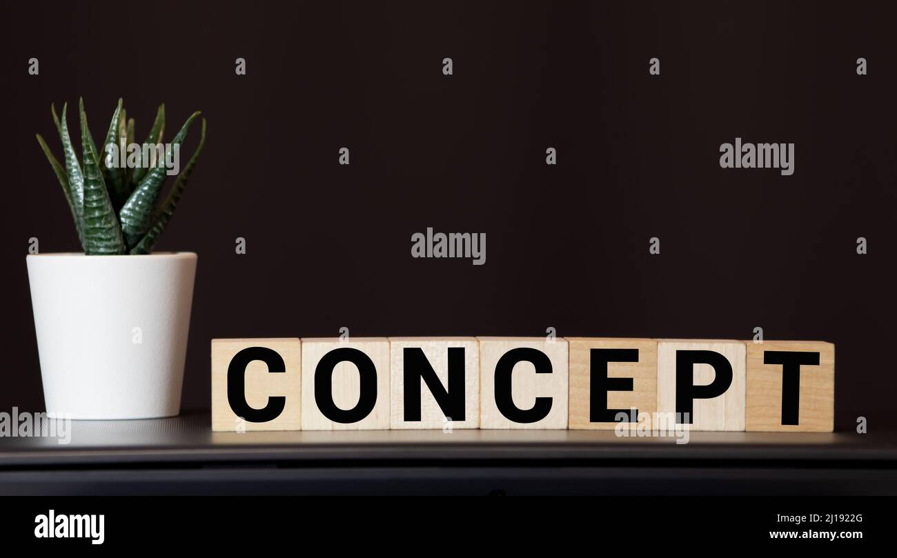 Concept word written on wood block. Concept text on table, concept ...