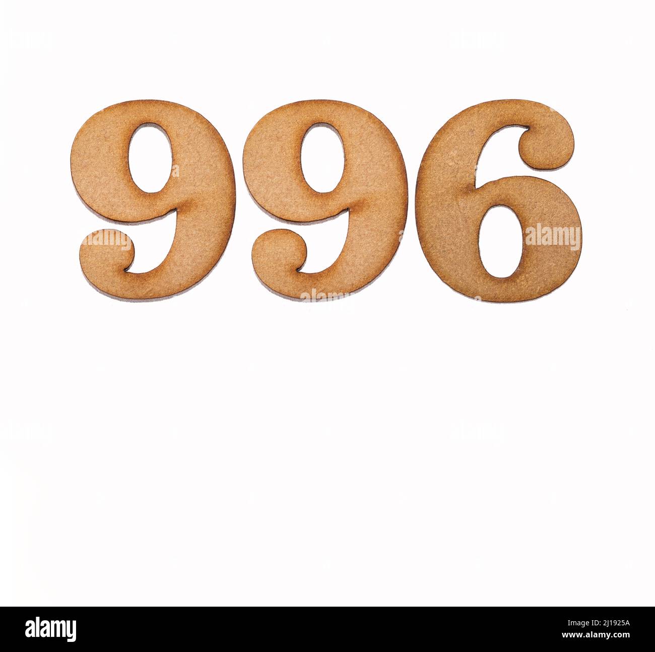 Number 996 - Piece of wood isolated on white background Stock Photo - Alamy