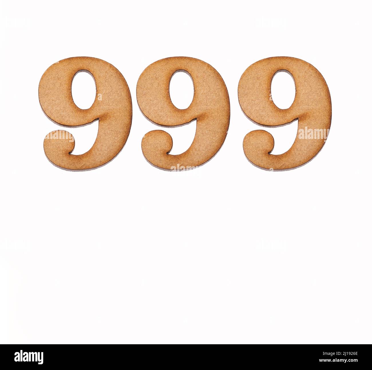 Number 999 in wood, isolated on white background Stock Photo - Alamy