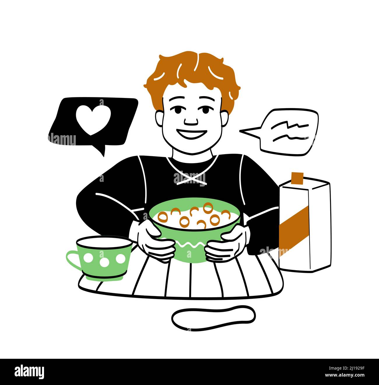 Kid having breakfast or lunch meals concept Stock Vector Image & Art ...