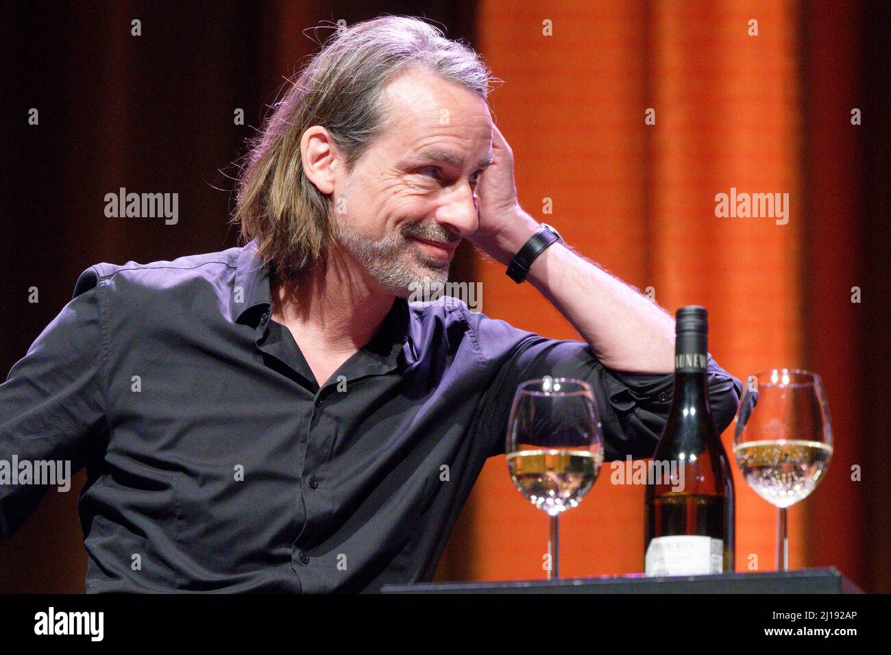 Cologne, Germany. 23rd Mar, 2022. Philosopher Richard David Precht sits ...