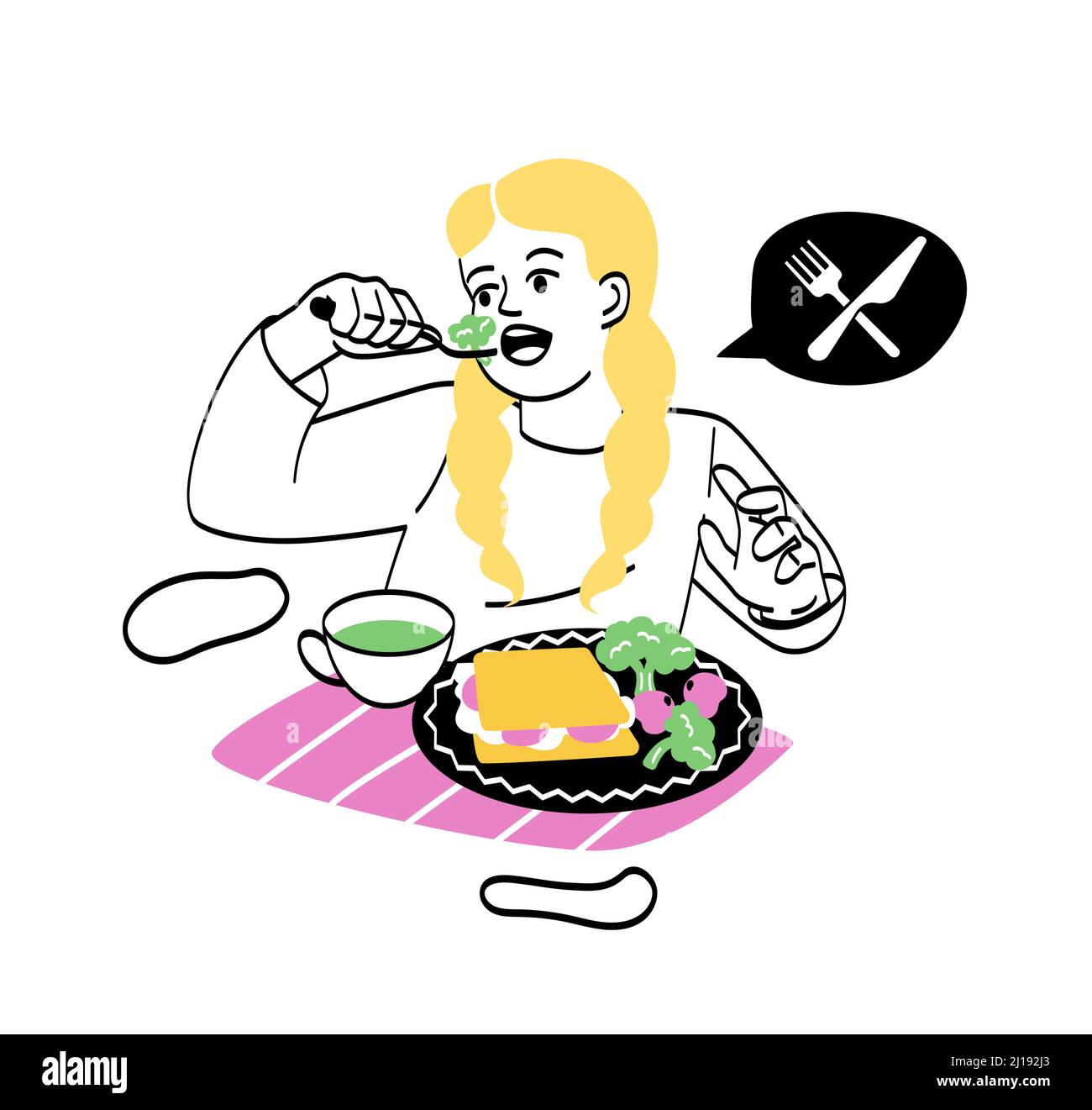 Kid having breakfast or lunch meals concept Stock Vector Image & Art ...