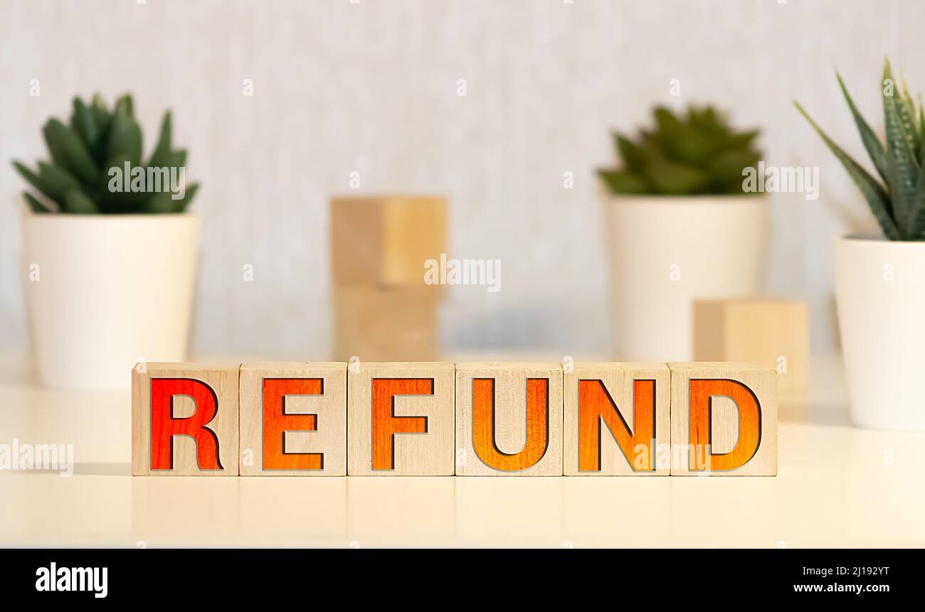 Wooden Blocks with the text: Refund, business concept Stock Photo - Alamy
