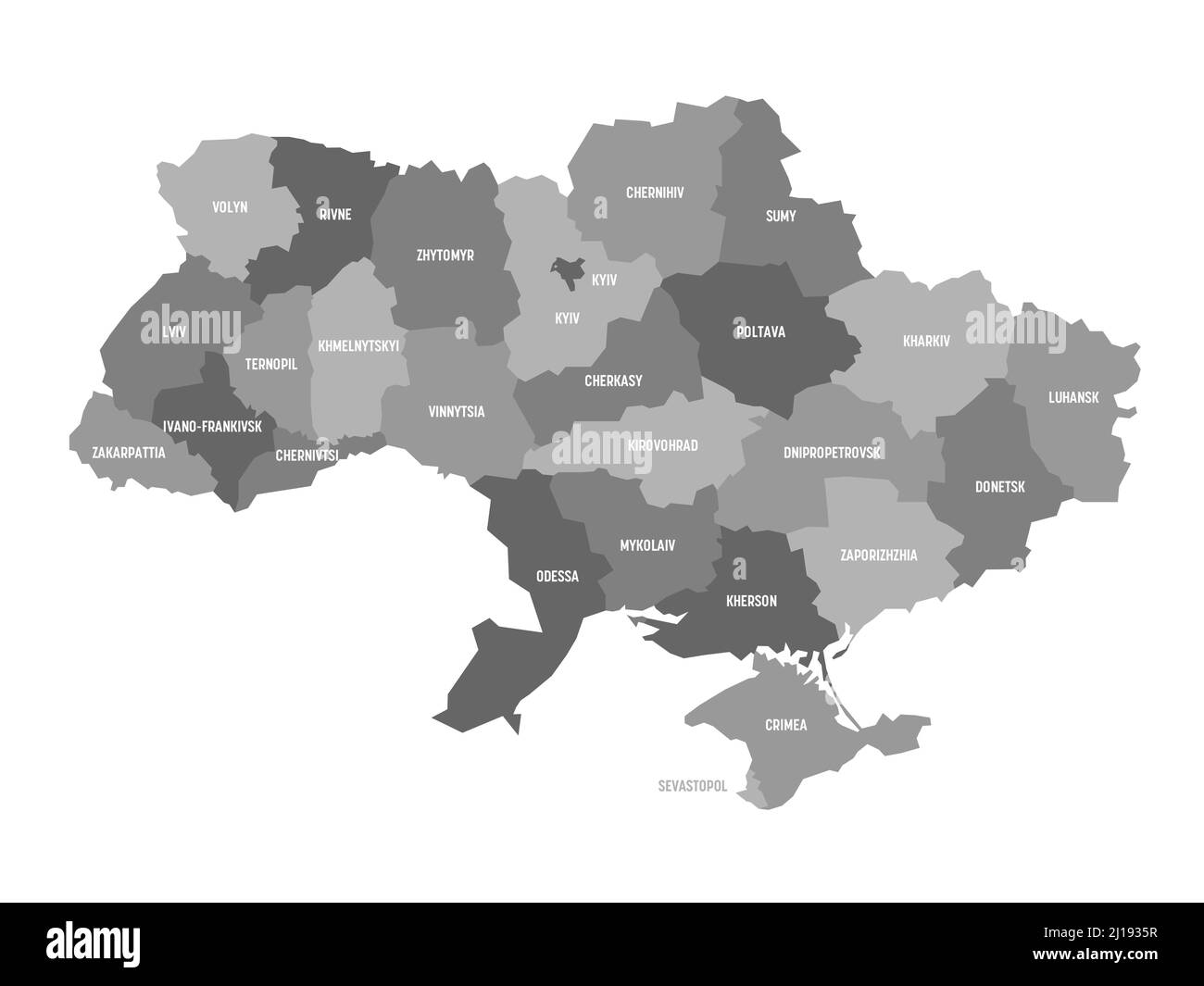 Ukraine - administrative map of oblasts Stock Vector Image & Art - Alamy