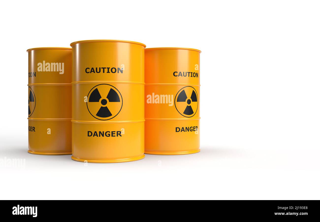 Nuclear barrels with nuclear sign 3D rendering Stock Photo - Alamy