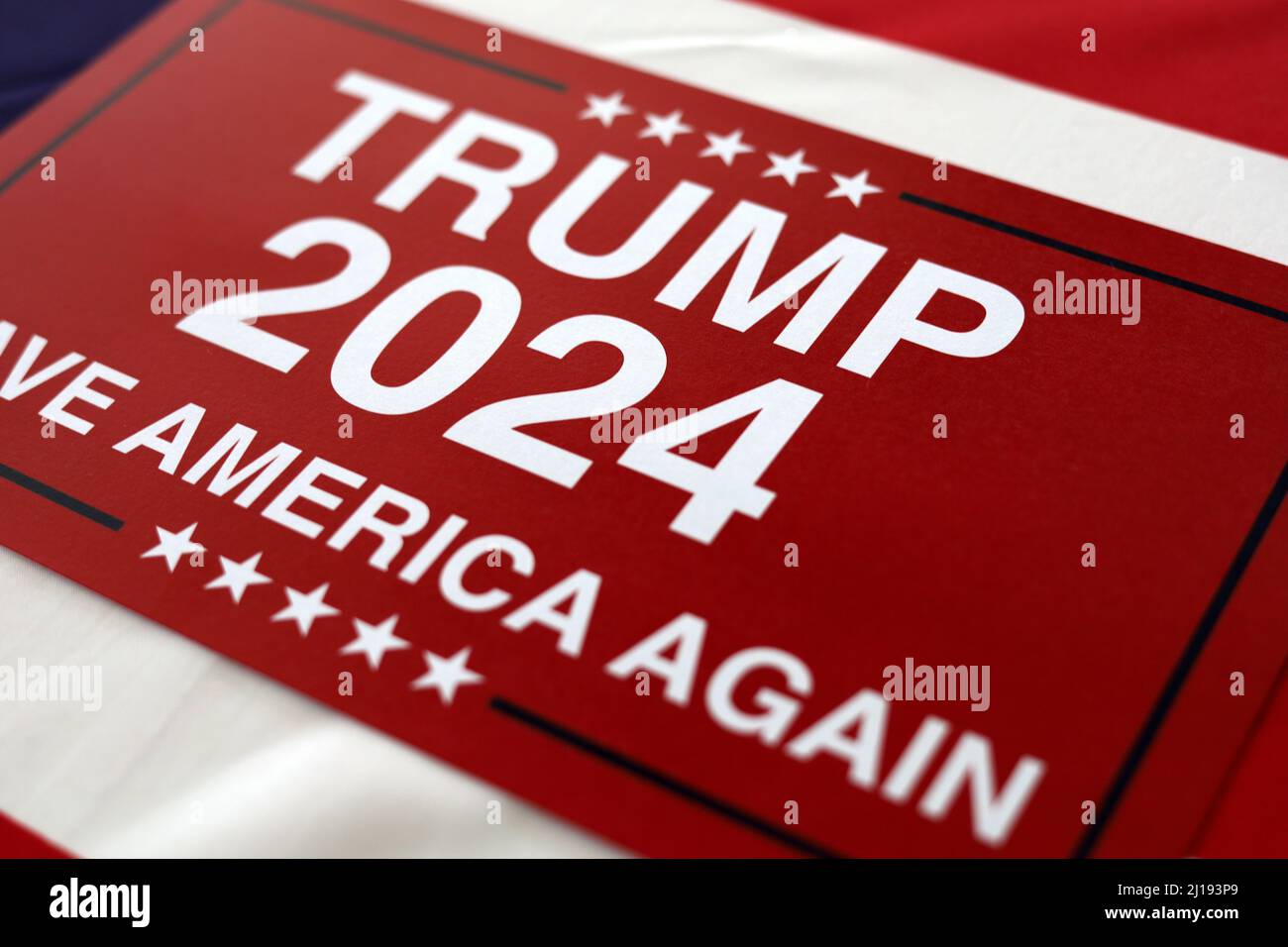 Trump Take America Back over Waving American Flag Stock Photo - Alamy